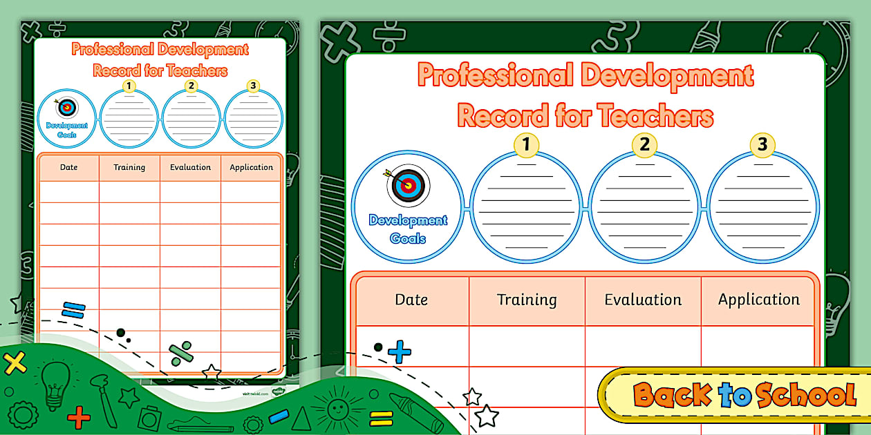 Professional Development Record for Teachers - Twinkl
