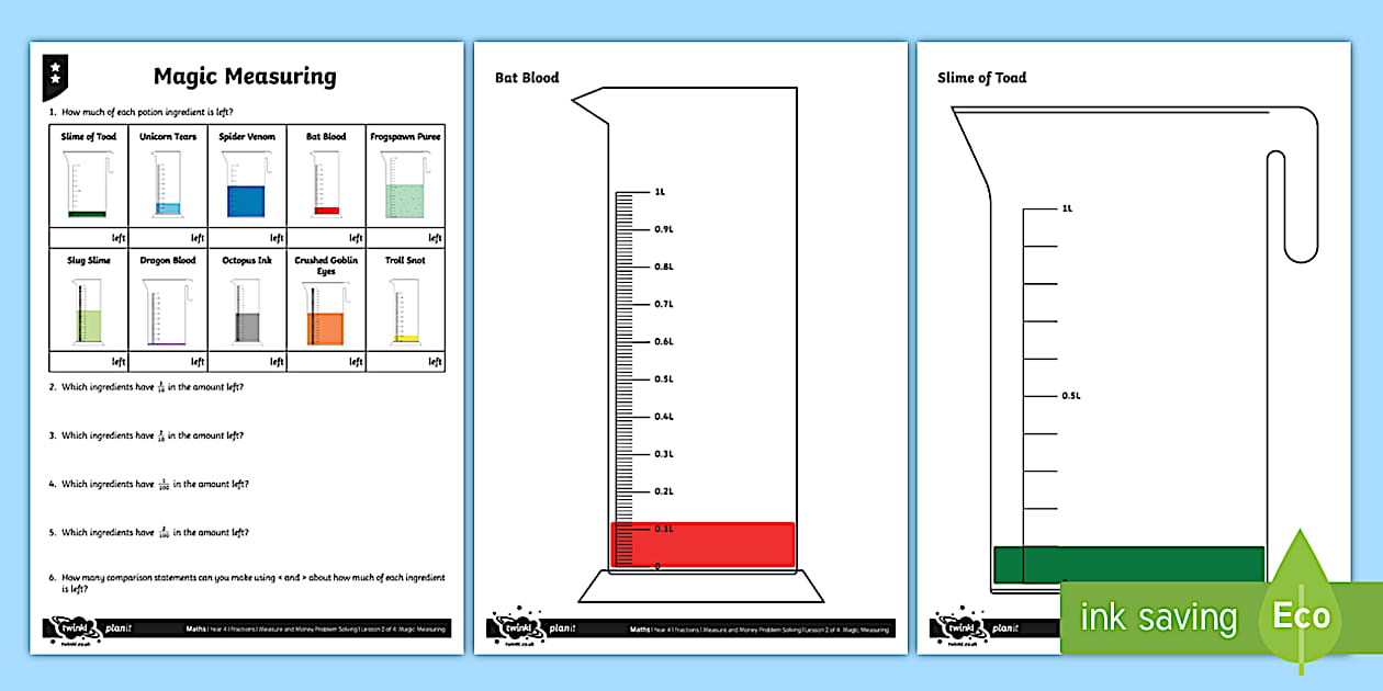 Solve Problems Involving Measure and Decimals Differentiated Worksheet