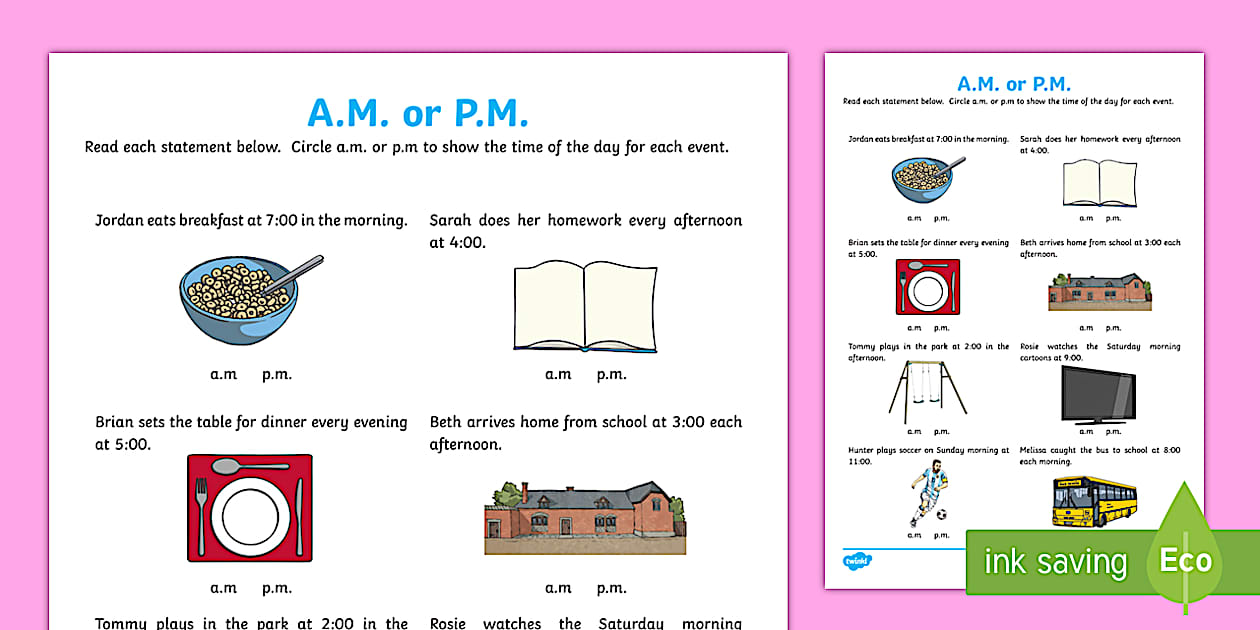 Times of Day Worksheet | Morning, Afternoon, Day - Twinkl