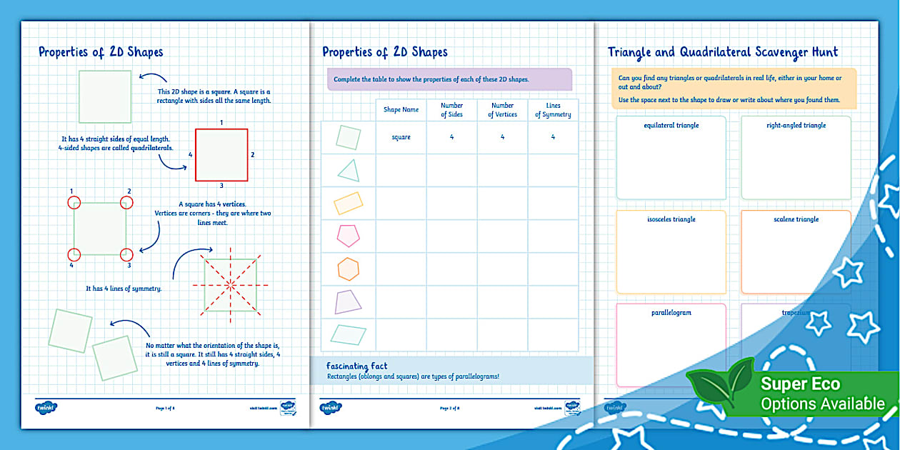 👉 Year 4 Properties of 2D Shapes Activity (Ages 8 - 9)