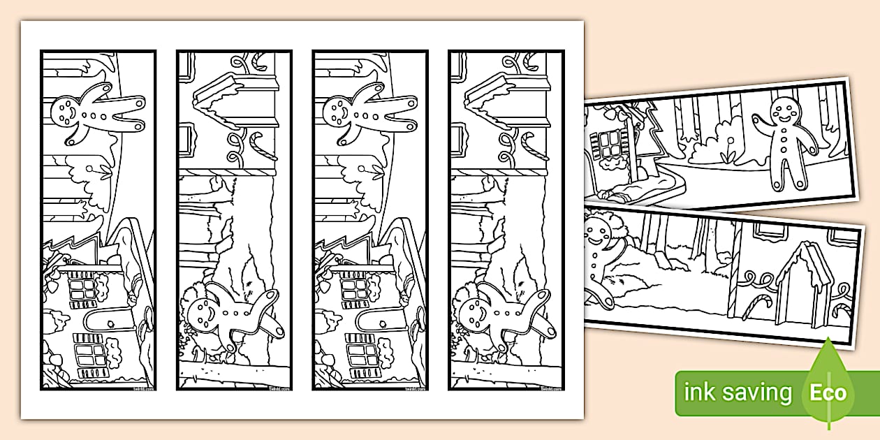 Gingerbread Man Colouring Bookmarks (Teacher-Made) - Twinkl