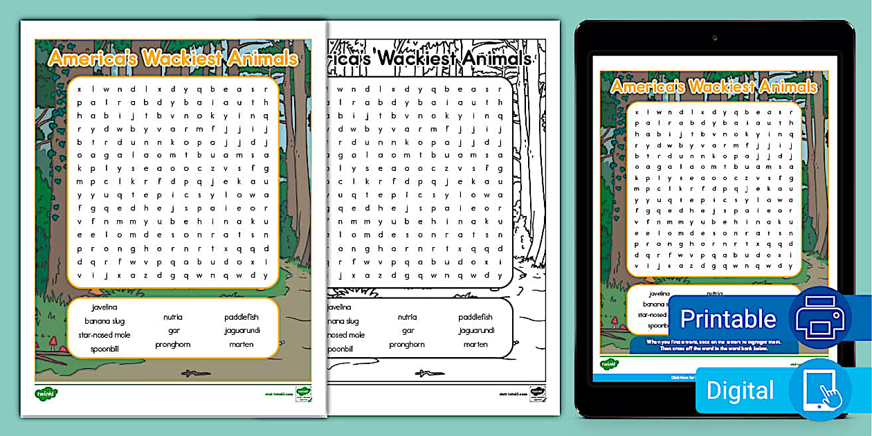 National Wildlife Week Word Search | Twinkl USA - Twinkl