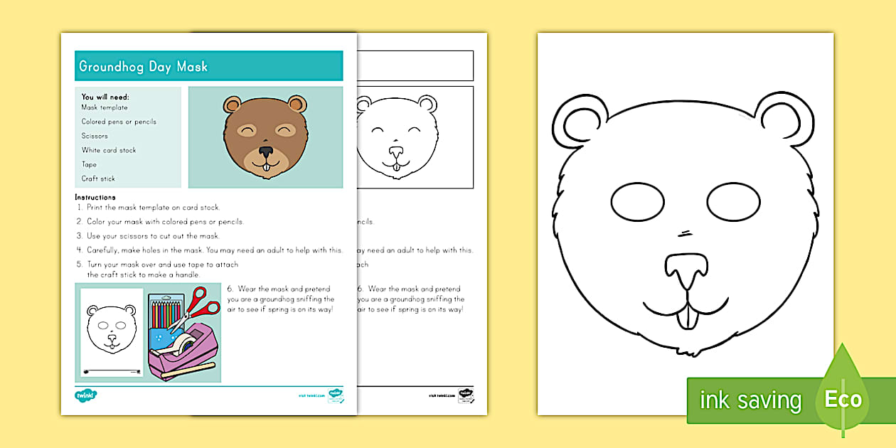 Groundhog Day Mask Template | Craft Instructions | Twinkl