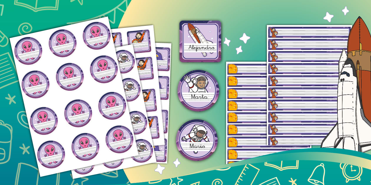 Etiquetas para nombres: El espacio - Educación Infantil