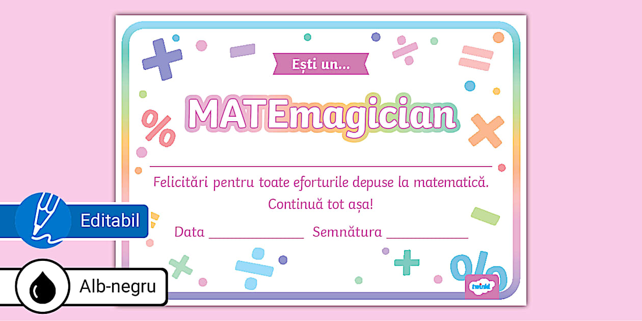 Matematician de excepție – Diplomă de merit - Twinkl