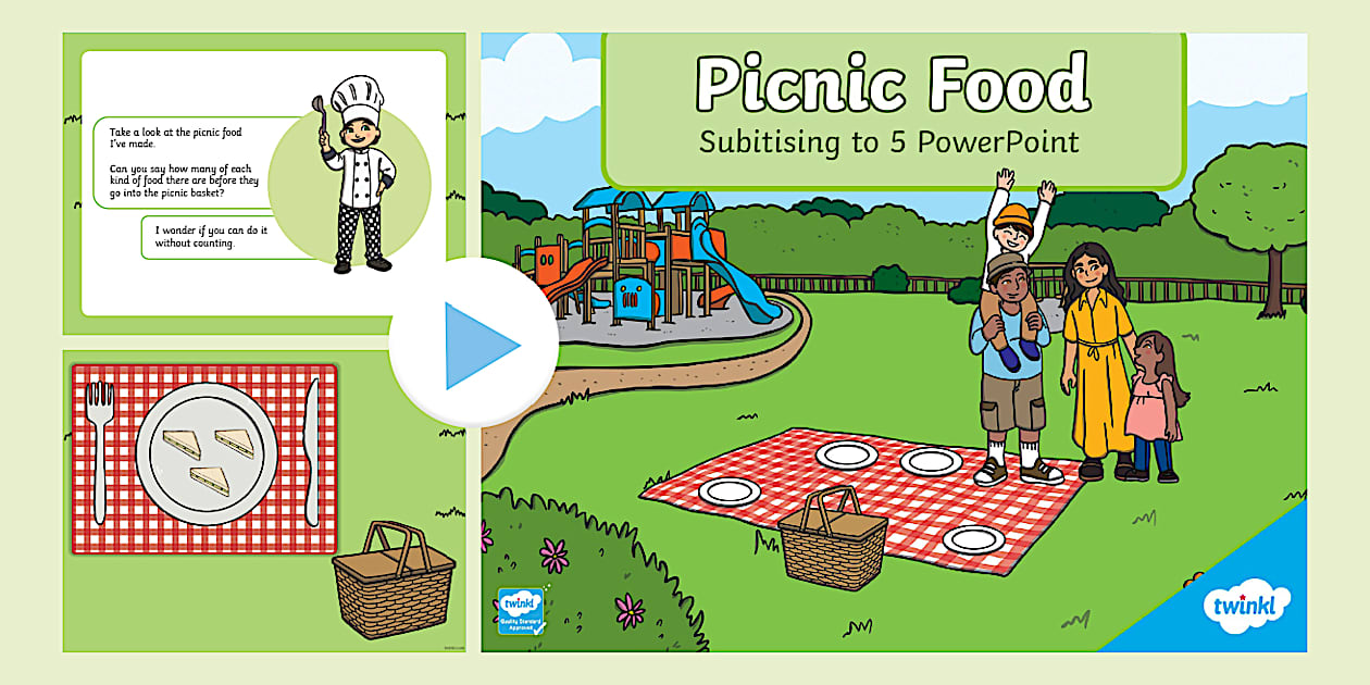 👉 Picnic Food Subitising to 5 PowerPoint | Twinkl