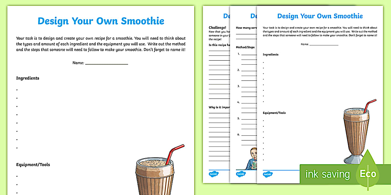 Design Your Own Smoothie Recipe (teacher made) - Twinkl