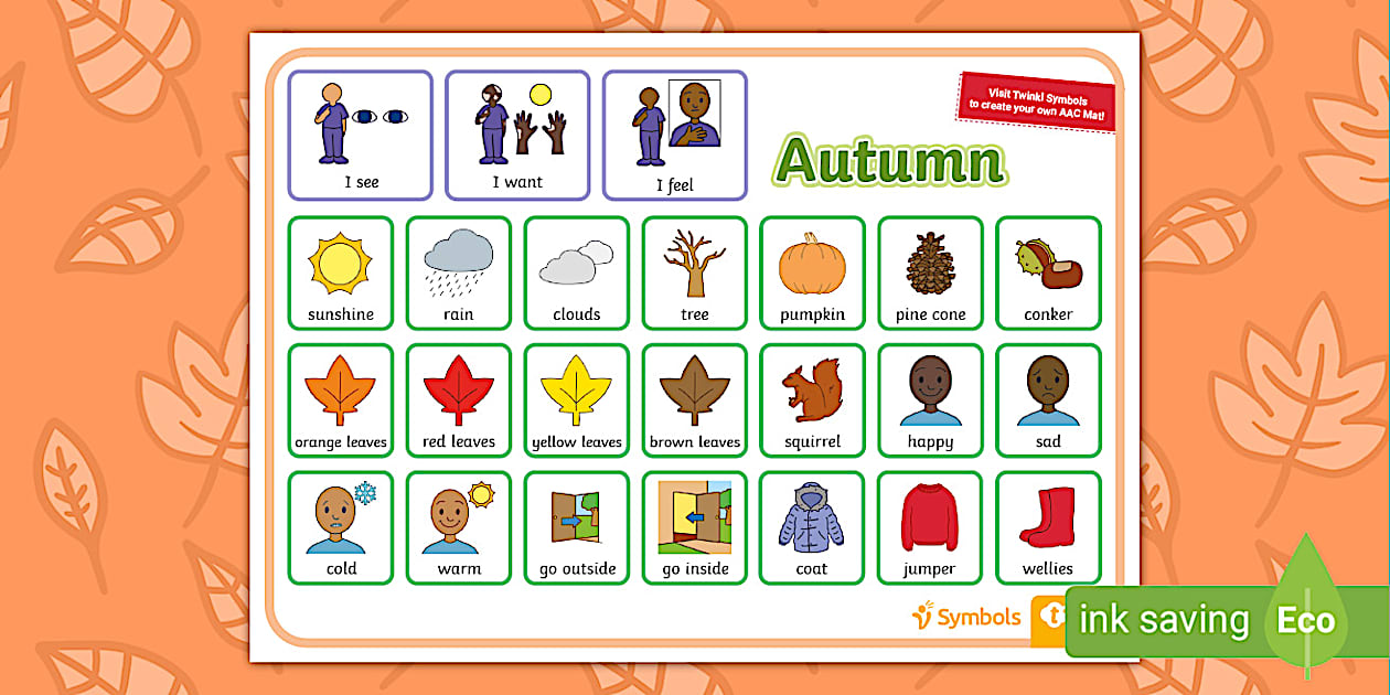 Twinkl Symbols: Autumn AAC Mat (Teacher-Made) - Twinkl