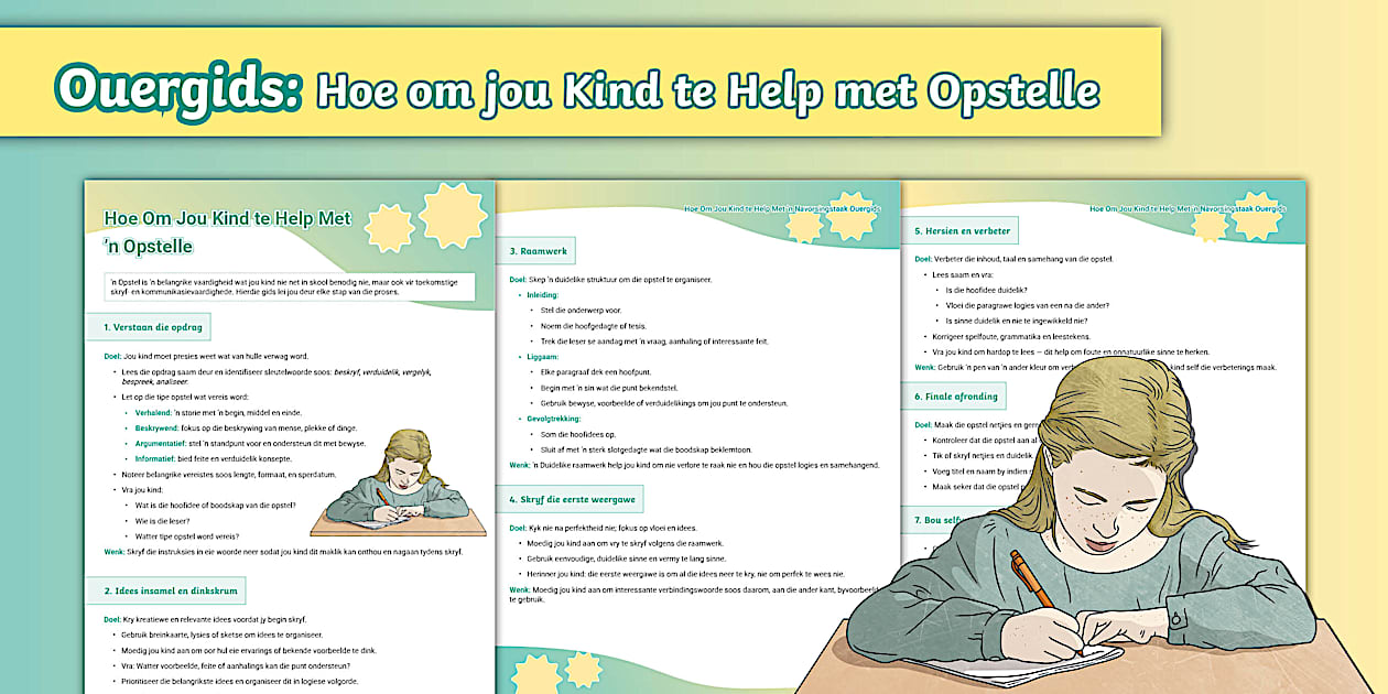 Senior Fase Afrikaans - Hoe om jou Kind te Help met Opstelle - Ouergids