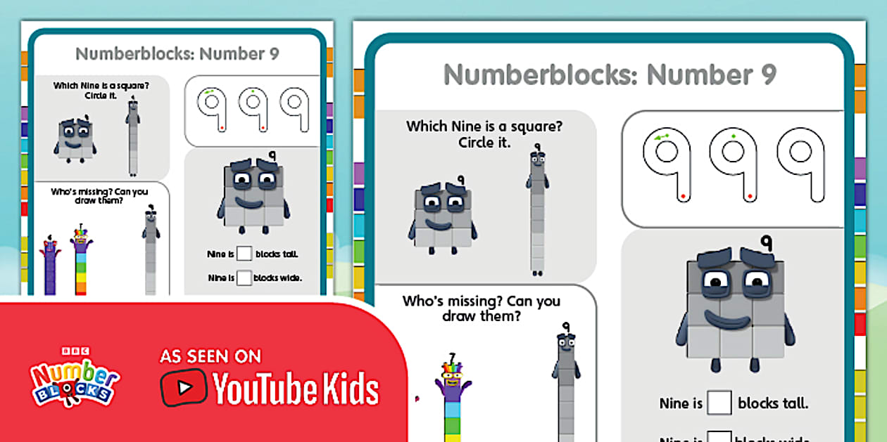 Numberblocks: Number Nine Square Like You Activity Sheet