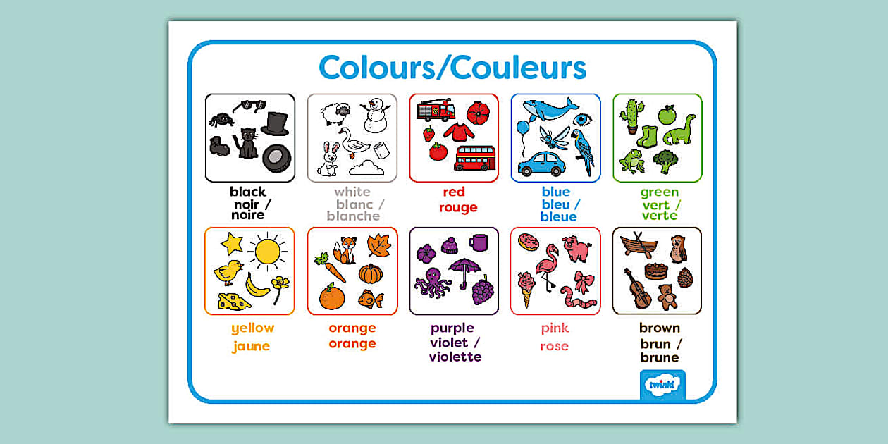Let's Name the Colours! Bilingual French/English Word Mat