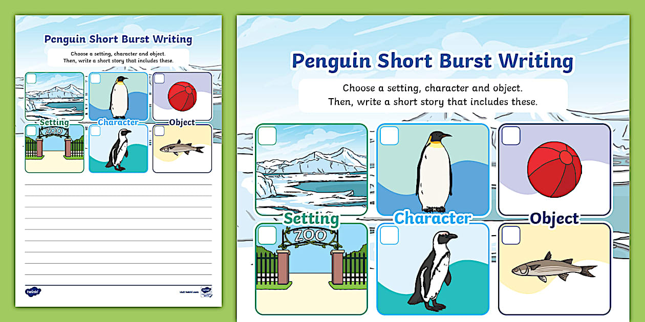 Penguin Short Burst Writing Template (teacher made) - Twinkl