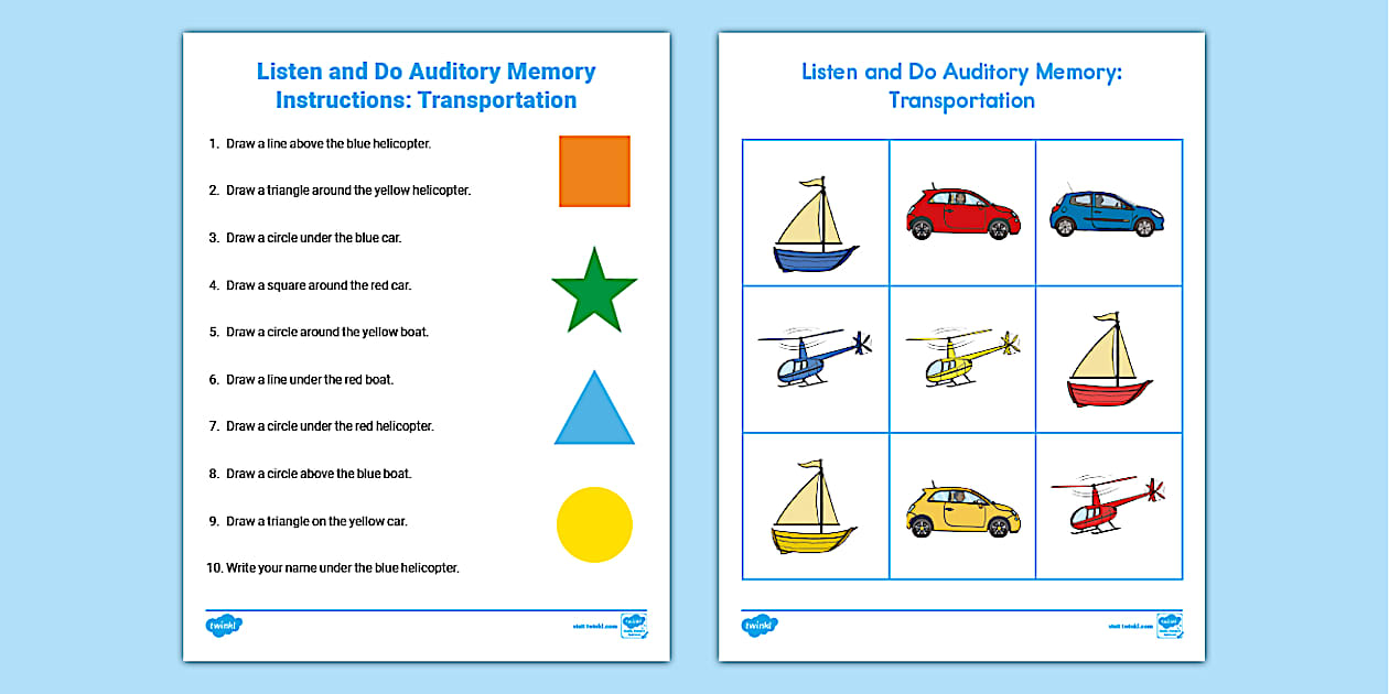 Editable Listen and Do Auditory Memory Worksheet: Four Words ...