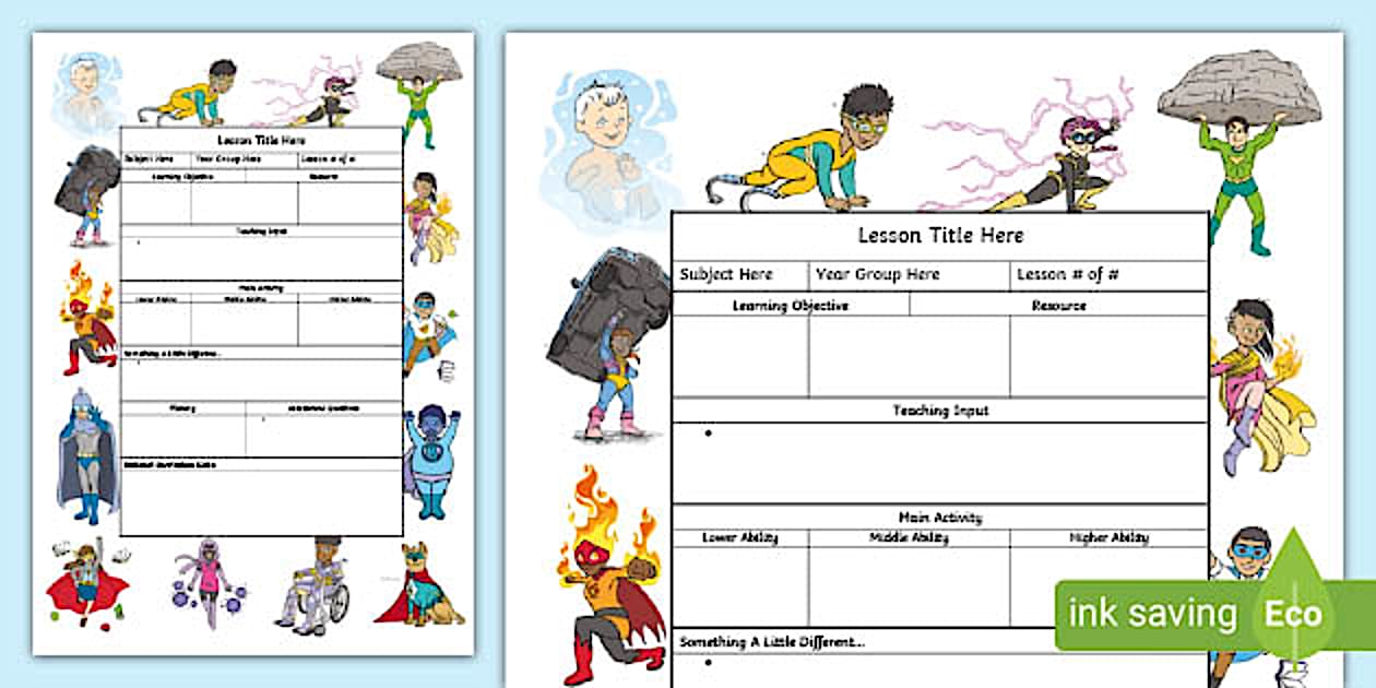Superhero lesson plan template UK