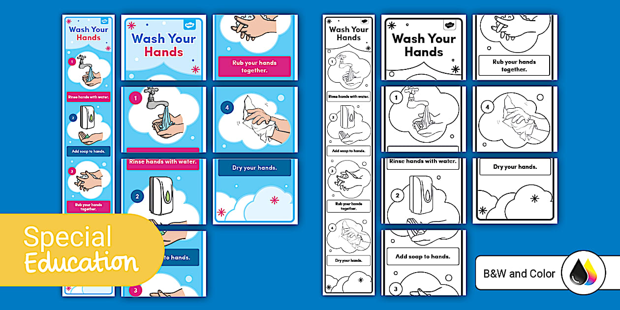 Hand Washing Vertical Visual Schedule for Special Education