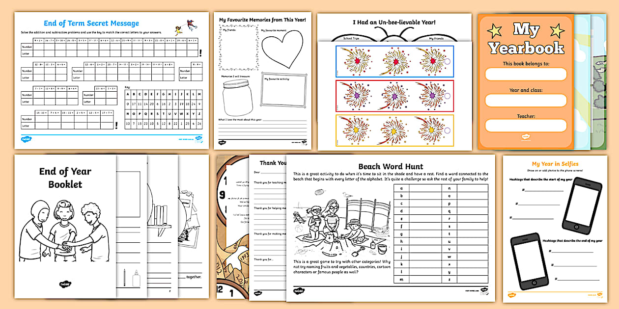 End of Year Printable Activities – Worksheets - Twinkl