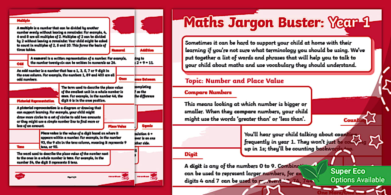 Year 1 Maths Jargon Buster (teacher made) - Twinkl
