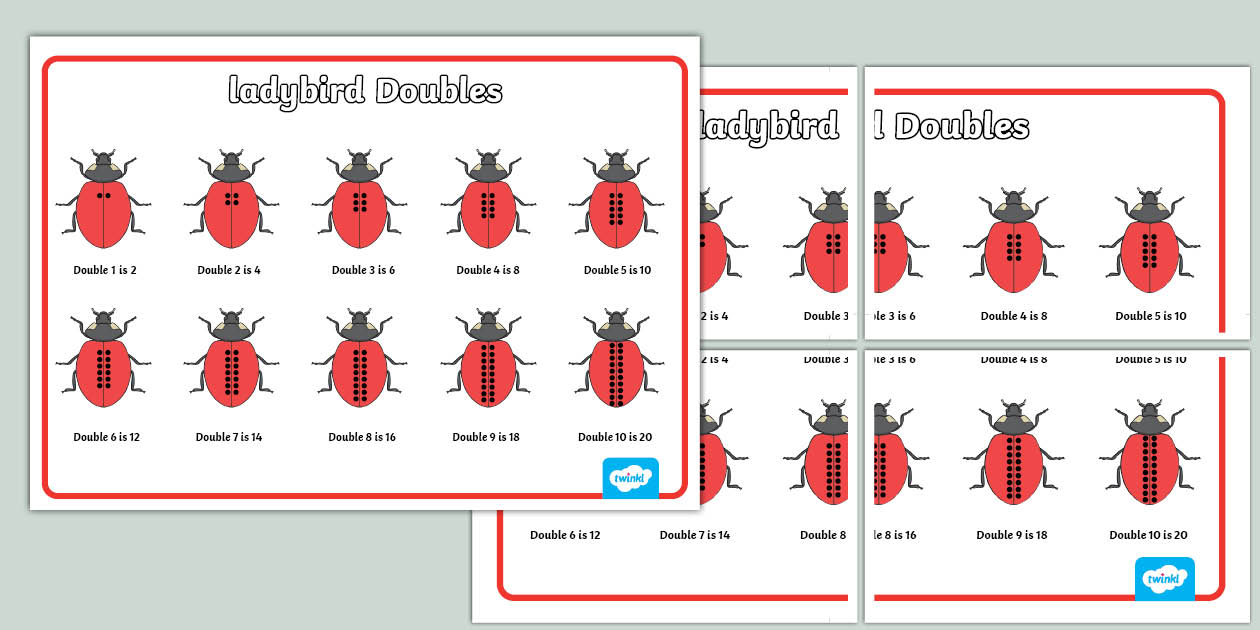 Doubles to 20 Ladybird Number Sentence Display Poster