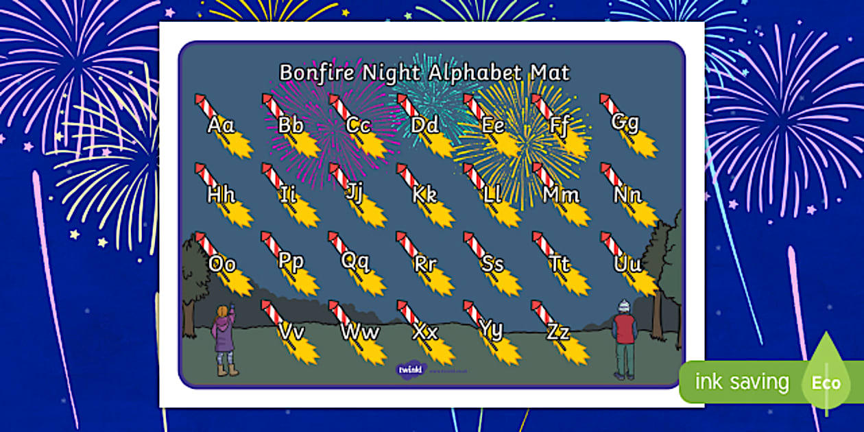 Cursive Bonfire Night Themed Alphabet Mat - Twinkl