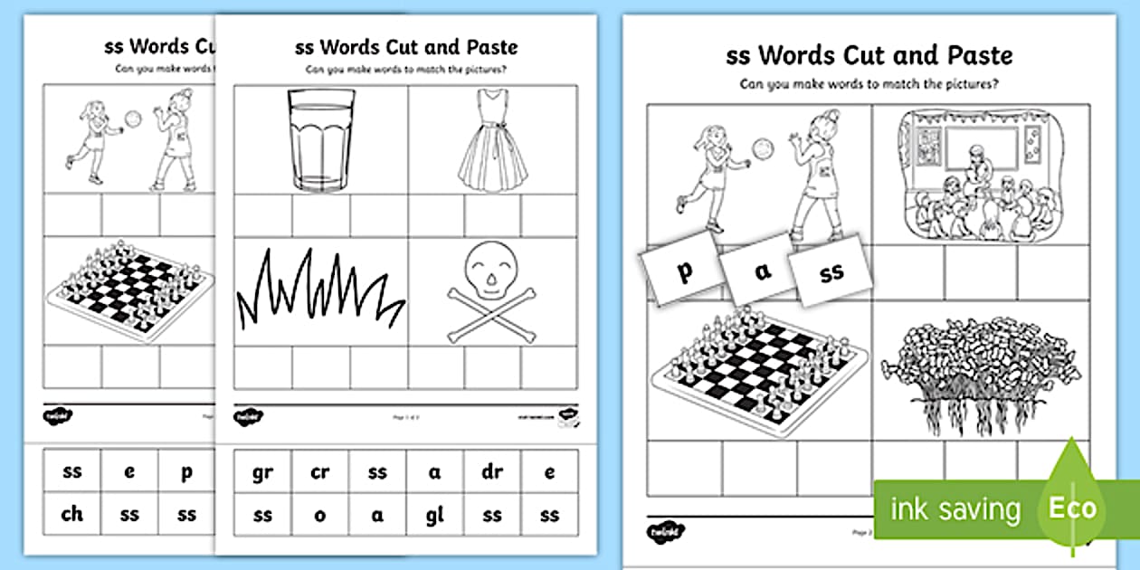 Cut and Stick ‘ss’ Worksheet | CfE Resources | Twinkl