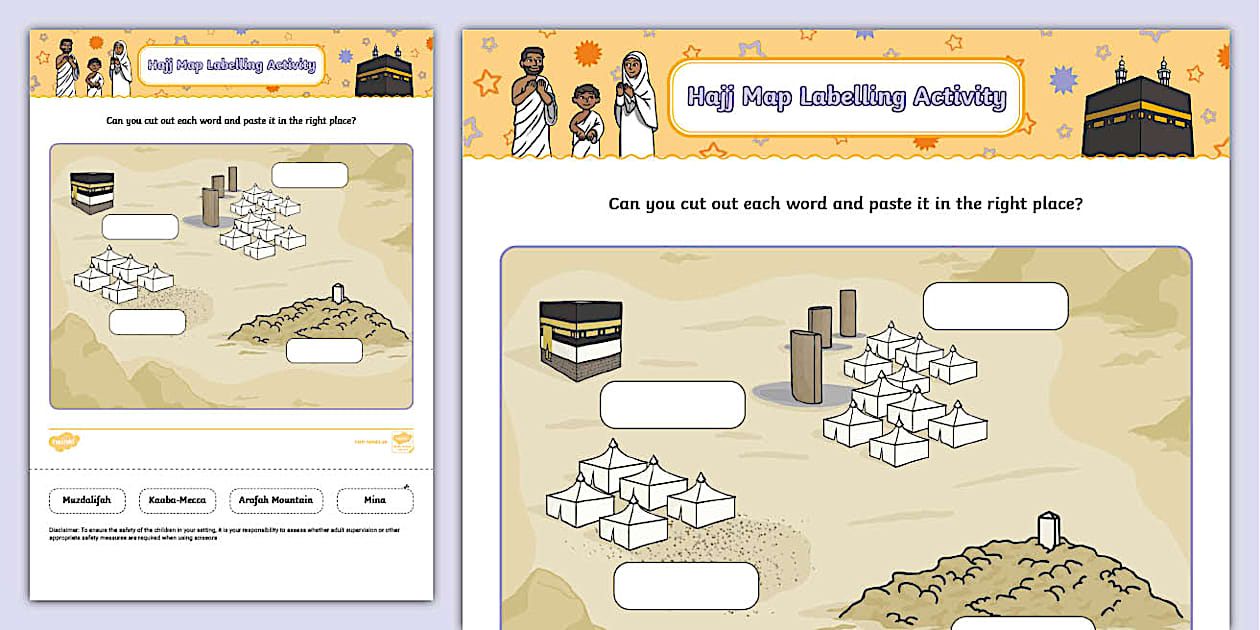 Hajj Map Labelling Activity (teacher made) - Twinkl