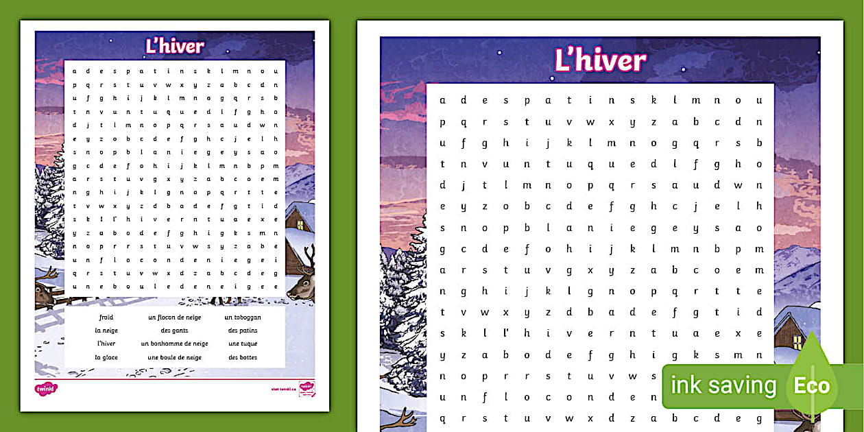 French Winter Word Search - Primary Resources - Twinkl