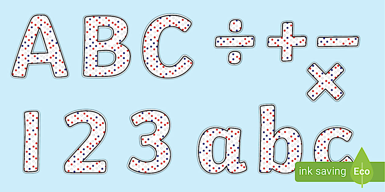Red, White and Blue Polka Dot Display Lettering - Twinkl