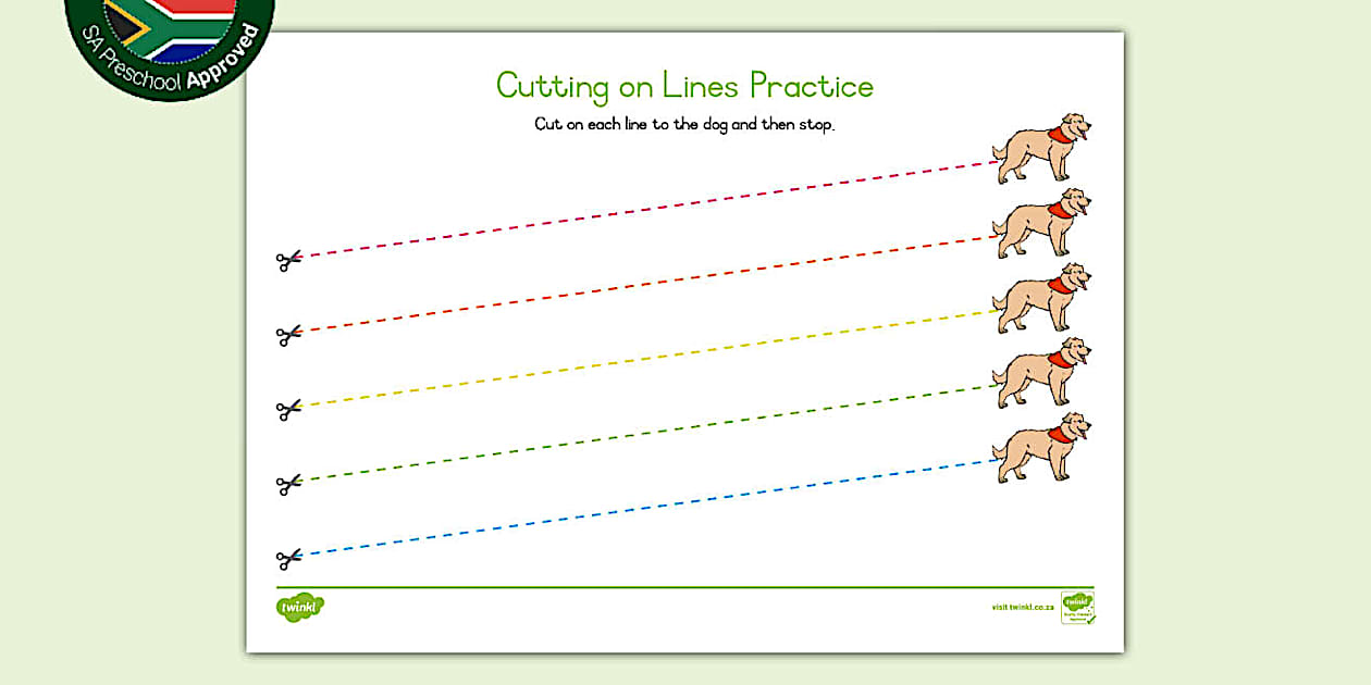 Preschool- Cutting on Lines - Diagonally Left to Right