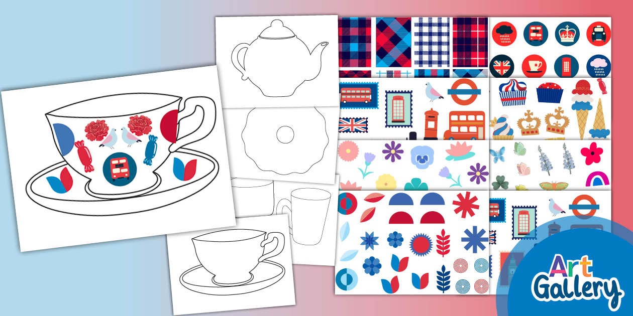 Design a Tea Set Collage Activity (teacher made) - Twinkl