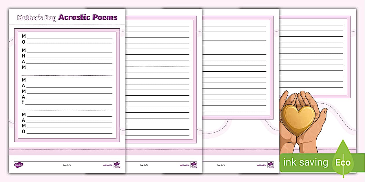 Mother's Day Acrostic Poems (Gaeilge) (Hecho por educadores)
