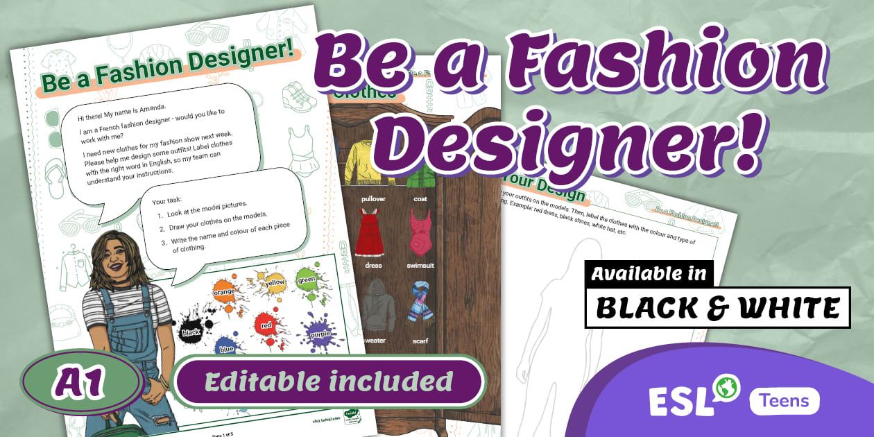 Clothes Designer Activity Sheet for Teens
