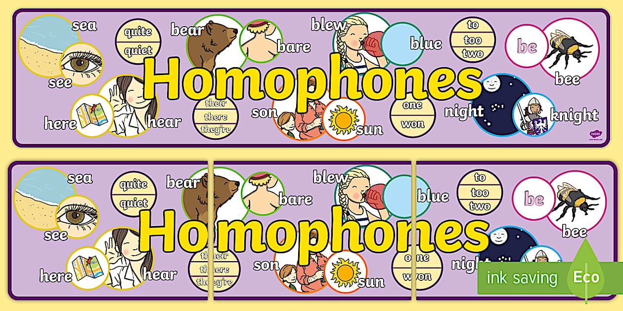 KS1 Homophones Display Banner (Teacher-Made) - Twinkl