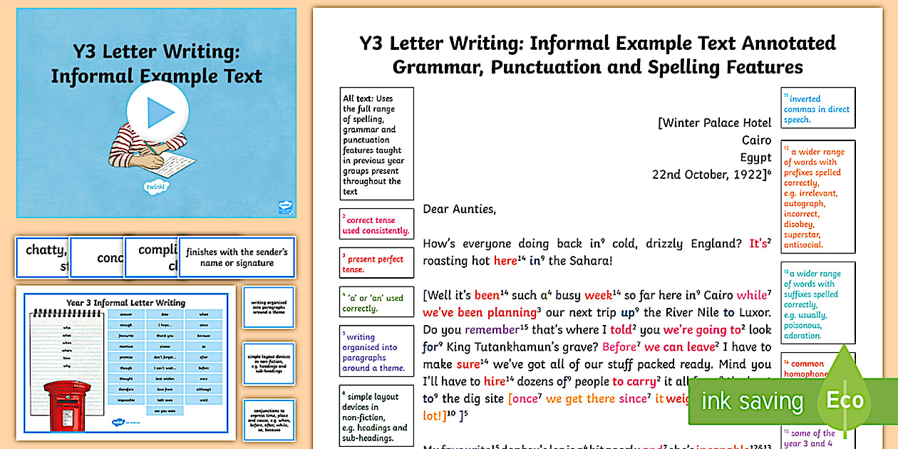 Y3 Letter Writing: Informal Model/Example Text - Twinkl