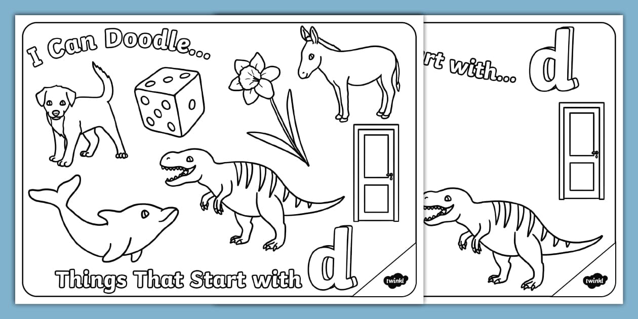 I Can Doodle Things That Start with 'd' Colouring Pages