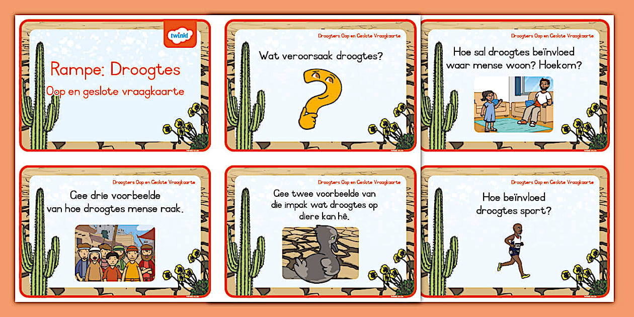 Rampe- Droogtes- Oop en geslote vraagkaarte