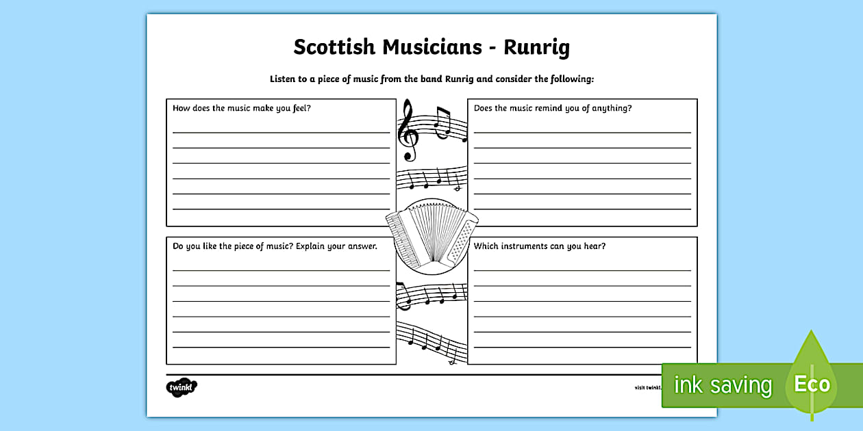 Runrig Listen to Music Worksheet / Worksheet (teacher made)