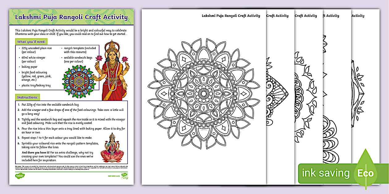 Lakshmi Puja Rangoli Craft Activity | Lakshmi Puja | Twinkl