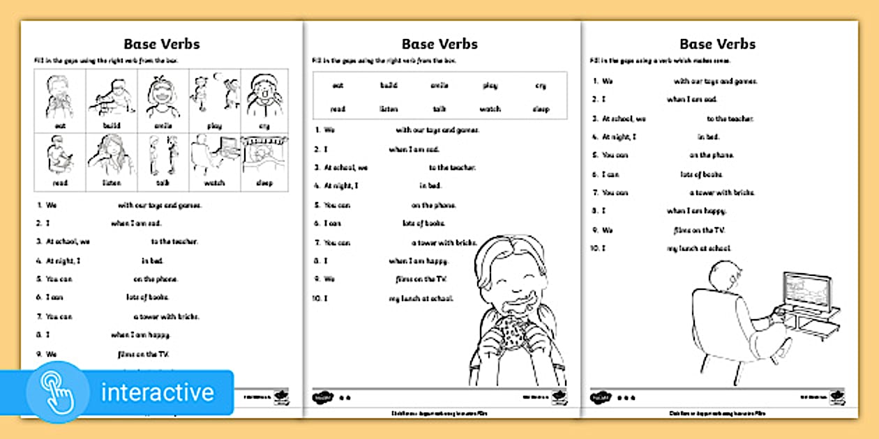 Base Verbs - Interactive EAL Worksheet (teacher made)