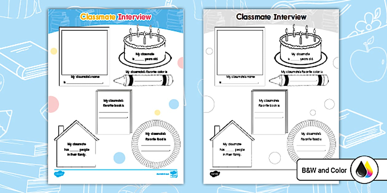 Back to School Interview Worksheet Sheet | Twinkl USA