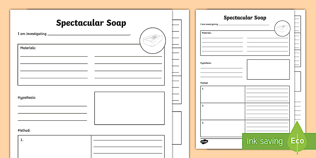 Spectacular Soap Experiment Write-Up Worksheet - Twinkl