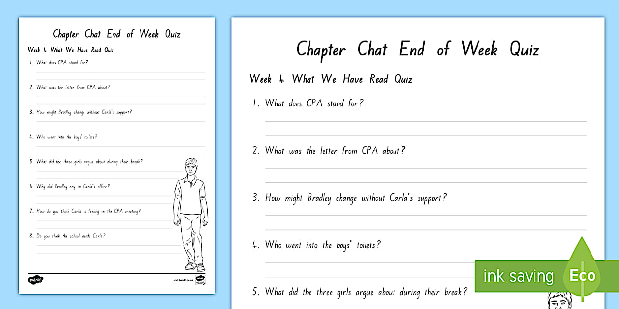 Cursive Term 1 Week 4 Year 5 and 6 Chapter Chat End of Week Quiz ...