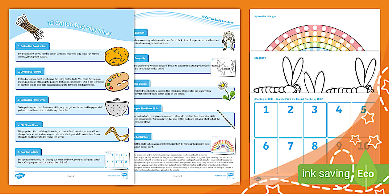 Ten Play Ideas with Cotton Buds (teacher made) - Twinkl