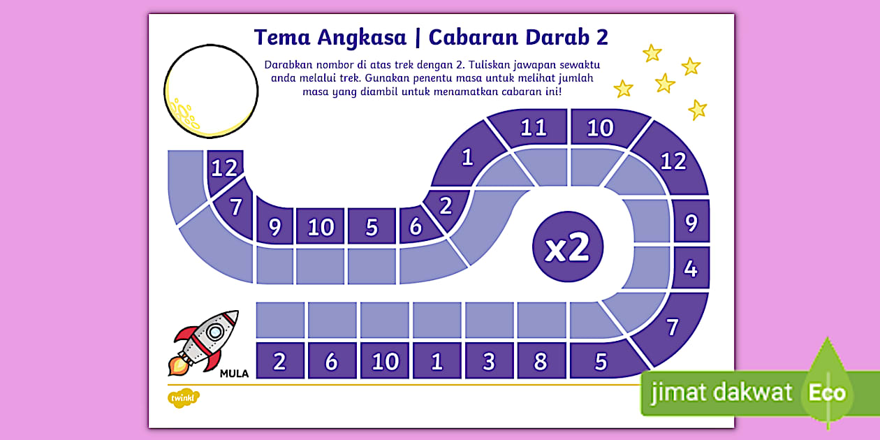Latihan Sifir Darab 2 | Tema Angkasa (teacher made) - Twinkl