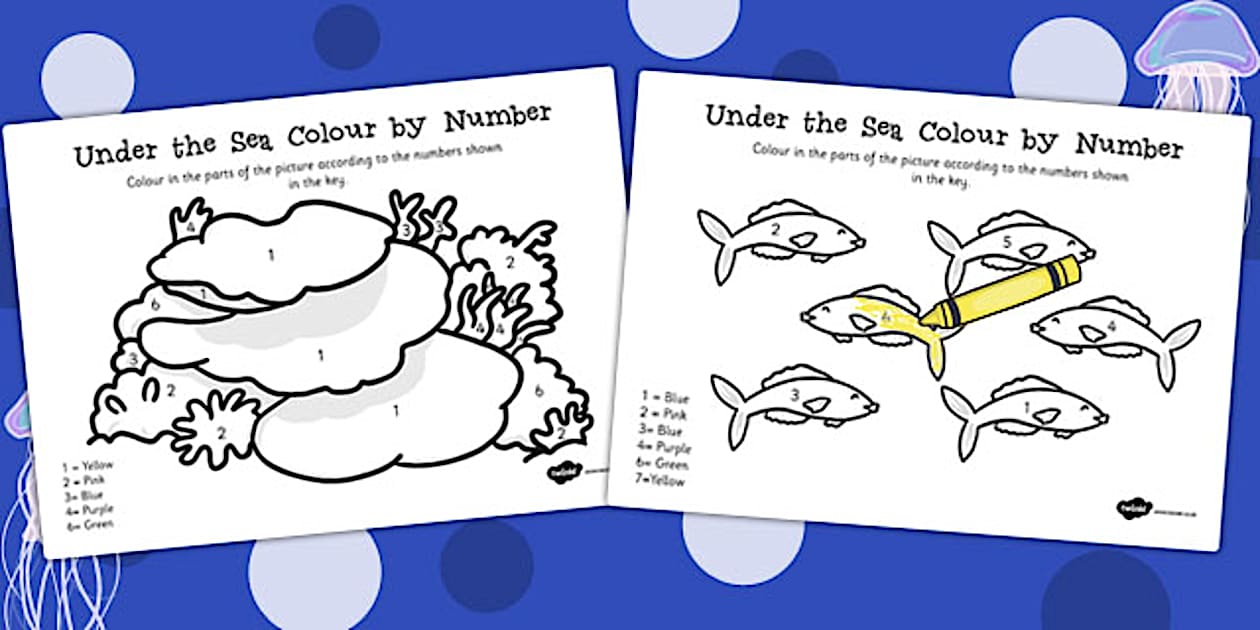 Under the Sea Color by Number (Teacher-Made) - Twinkl