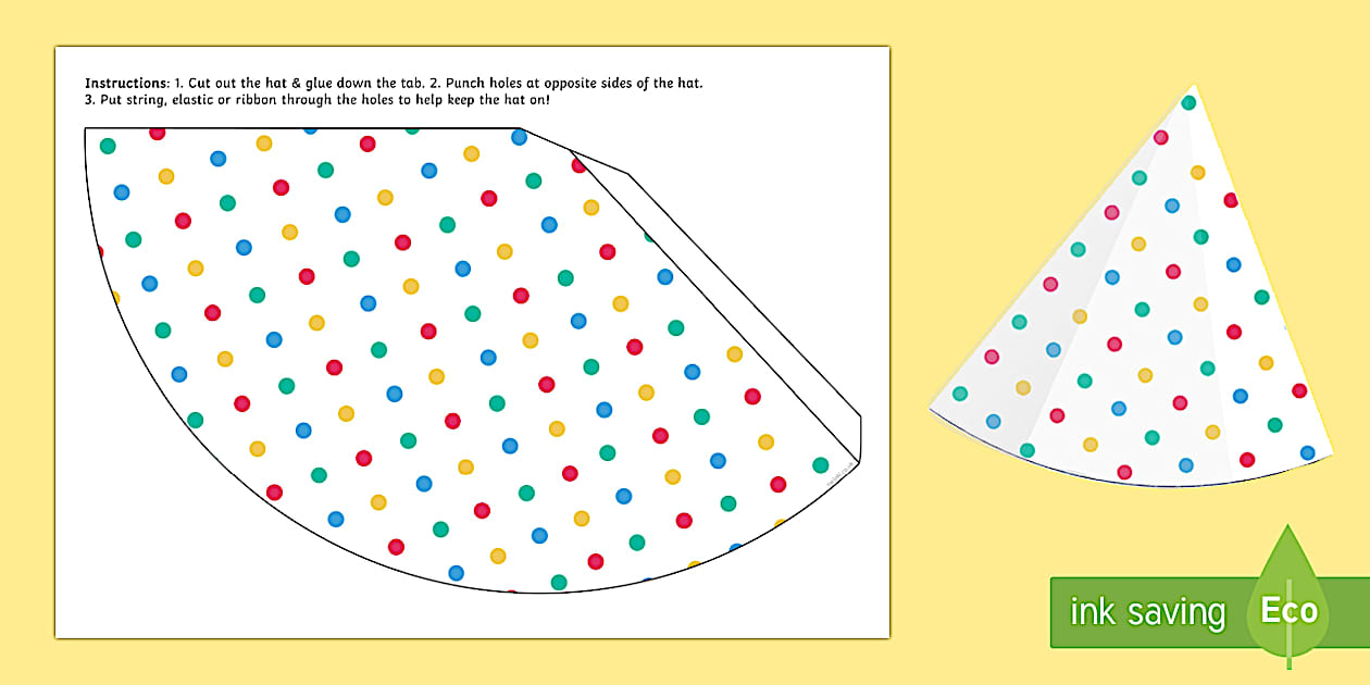 Black and White Spotty Themed Party Hats (teacher made)