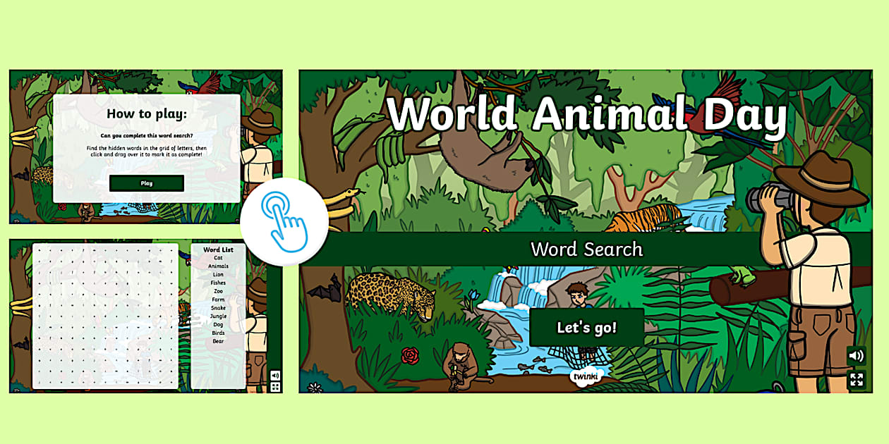 Interactive World Animal Day Word Search | Twinkl | Animals