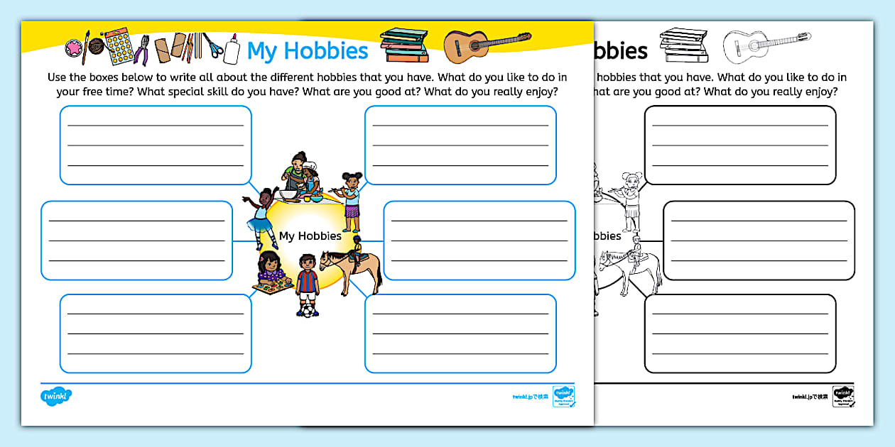 My Hobbies Mind Map (teacher made) - Twinkl