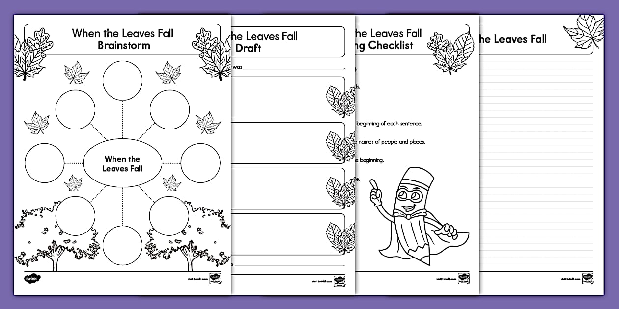 First Grade When the Leaves Fall Writing Prompt Activity Worksheet