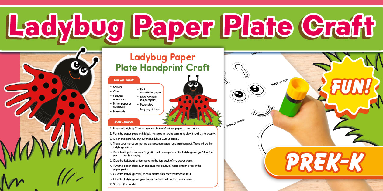 Ladybug Paper Plate Handprint Craft for PreK-K - Twinkl