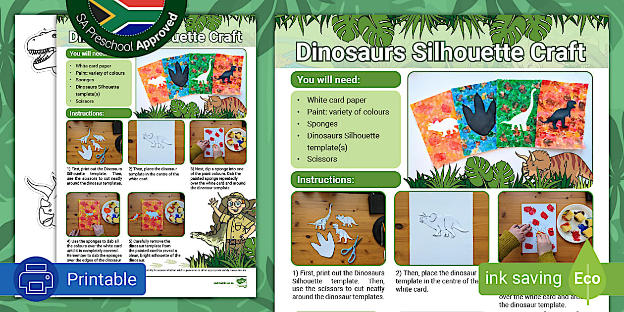 Dinosaurs Silouette Craft (teacher made) - Twinkl